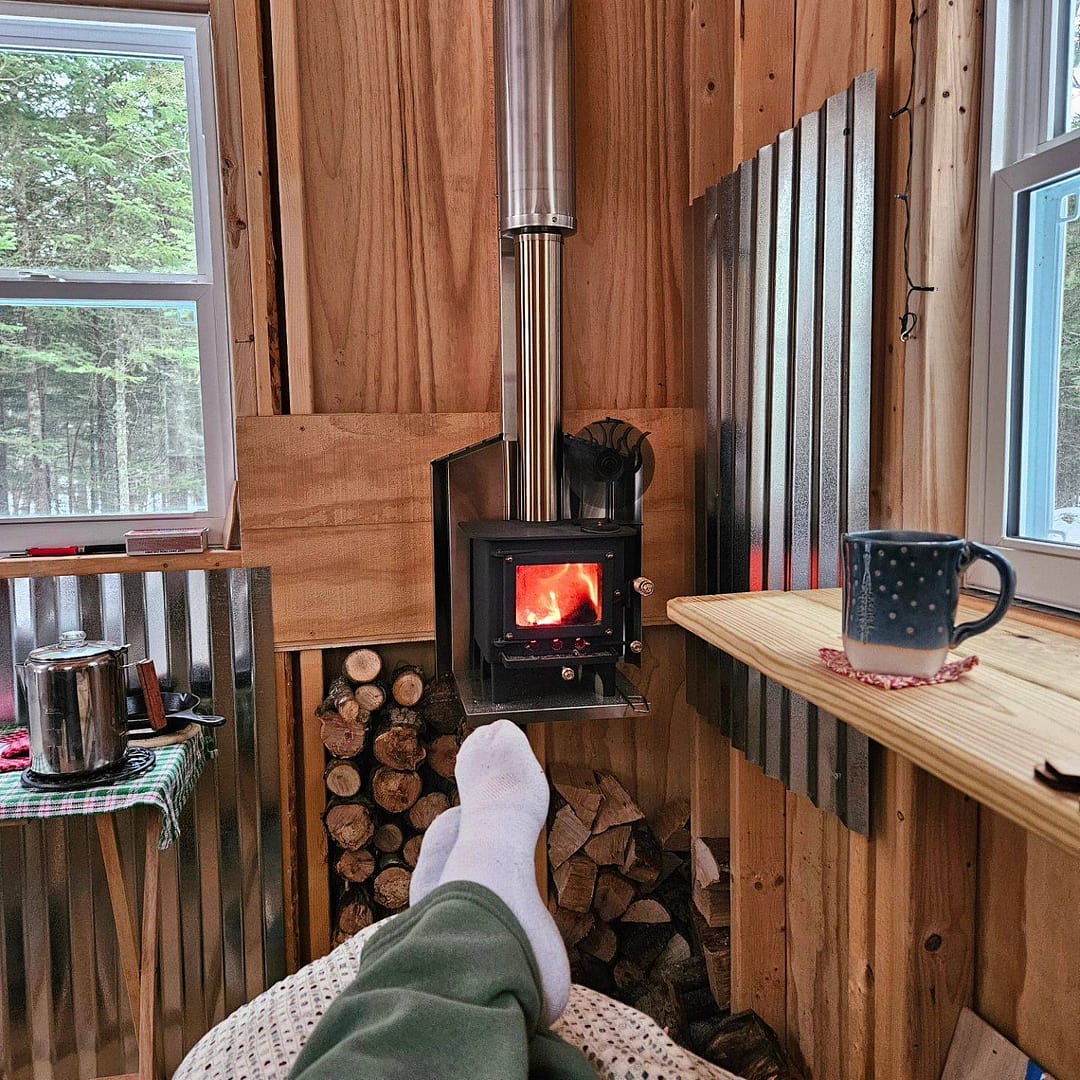Tiny home with wood stove store